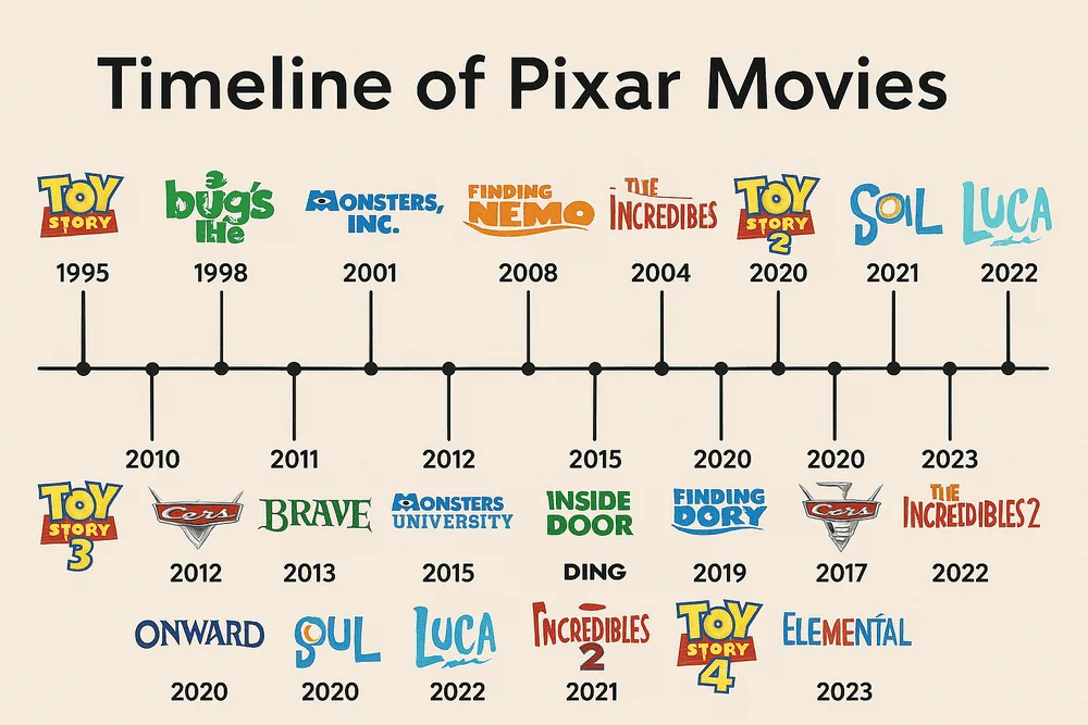 Timeline of Pixar Movies